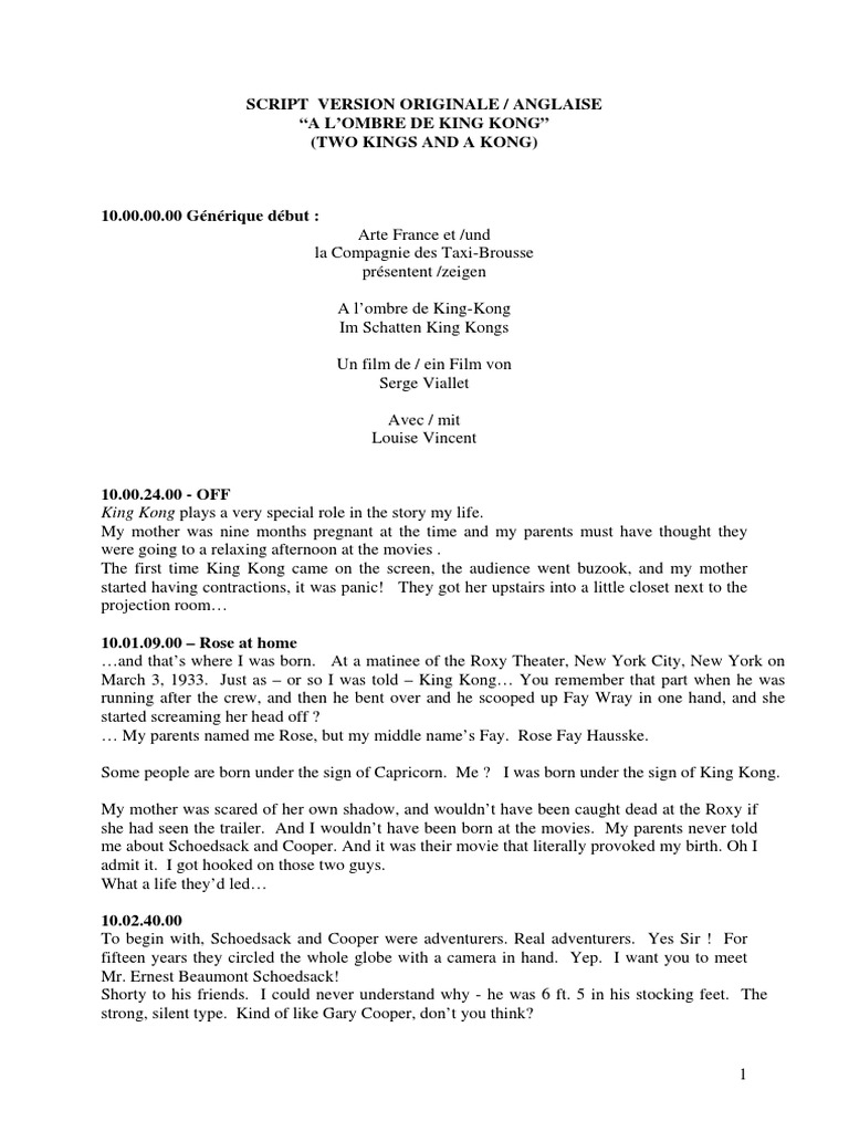 King Kong Script VO | PDF | Classics