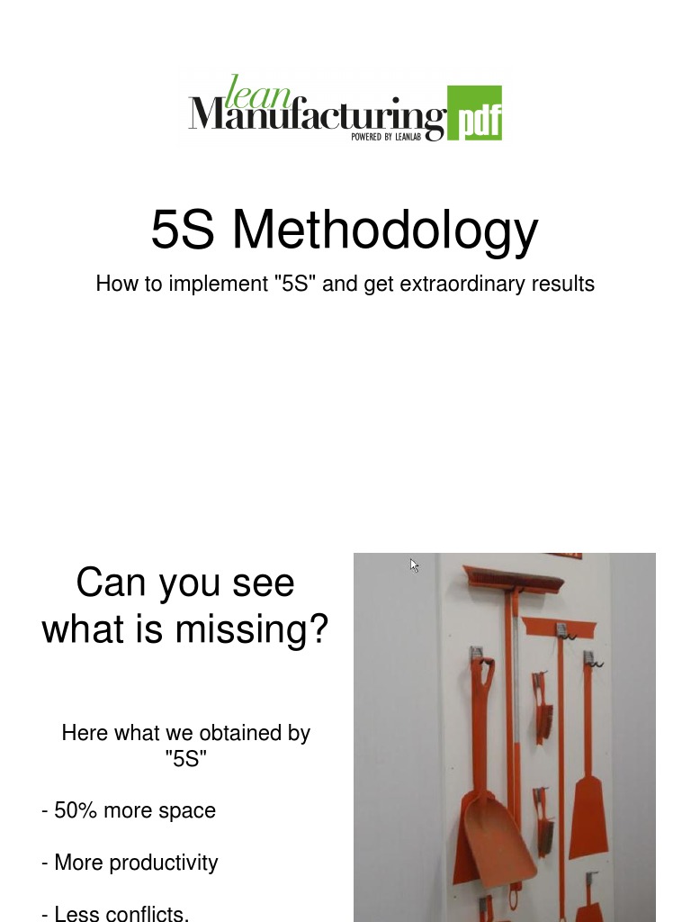 5S Methodology: How To Implement "5S" and Get Extraordinary Results | PDF