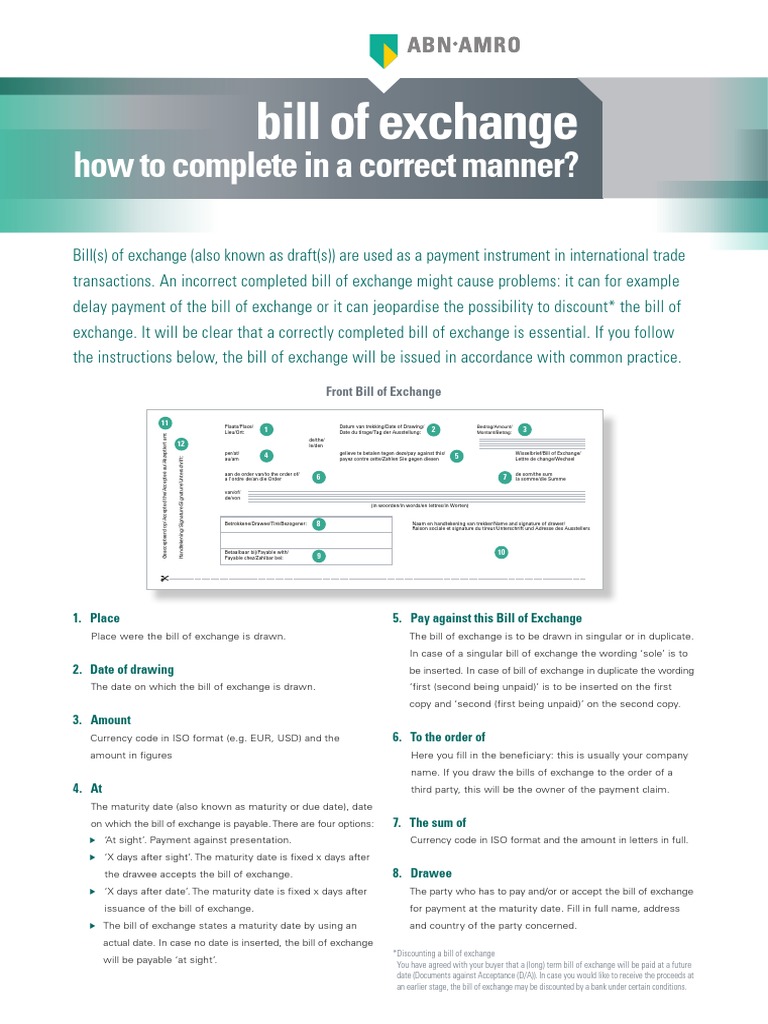 How to correctly complete a bill of exchange | PDF | Negotiable ...