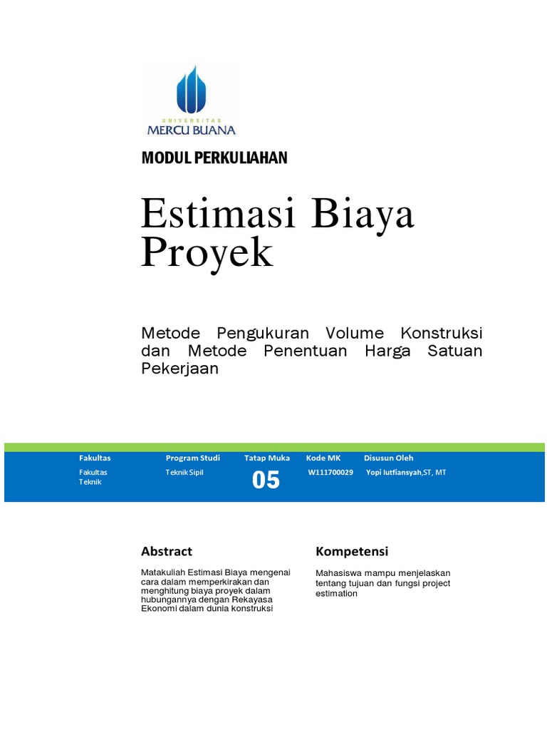 Estimasi Biaya Proyek Dan Rekayasaomi (TM5) | PDF