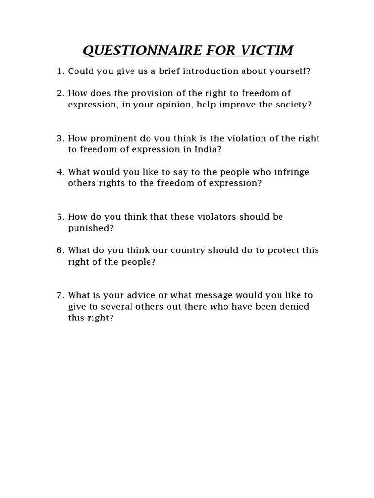 Questionnaire For Victim | PDF