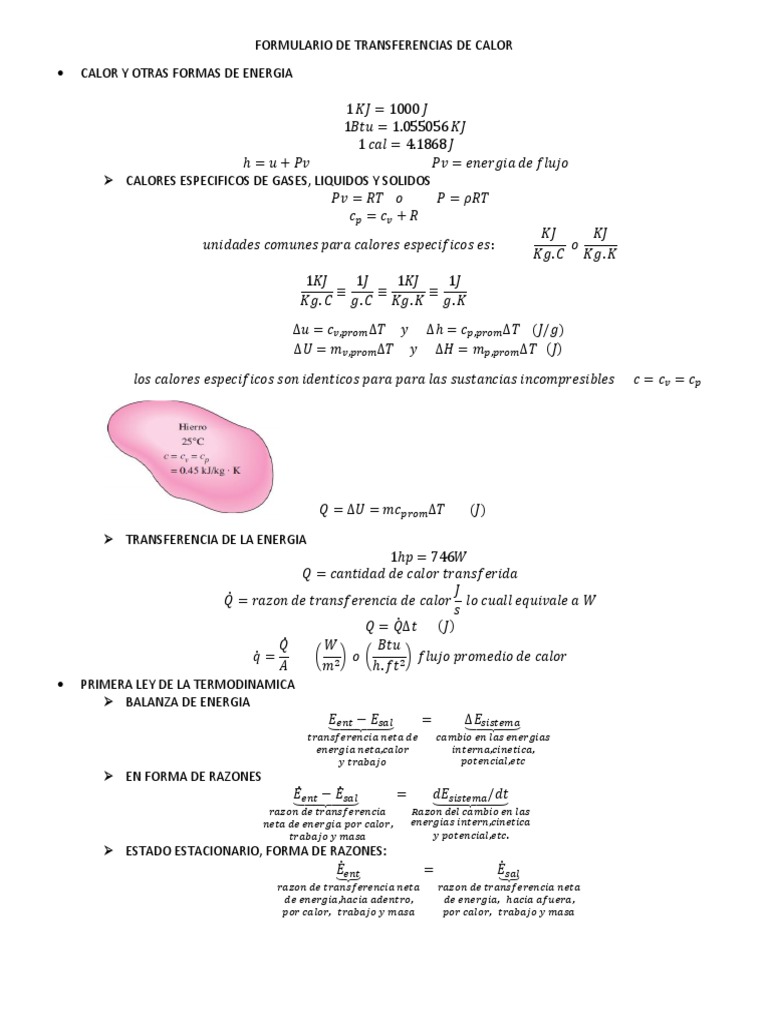 Formulario de Transferencias de Calor | Descargar gratis PDF | Física Matemática | Fenómenos de ...
