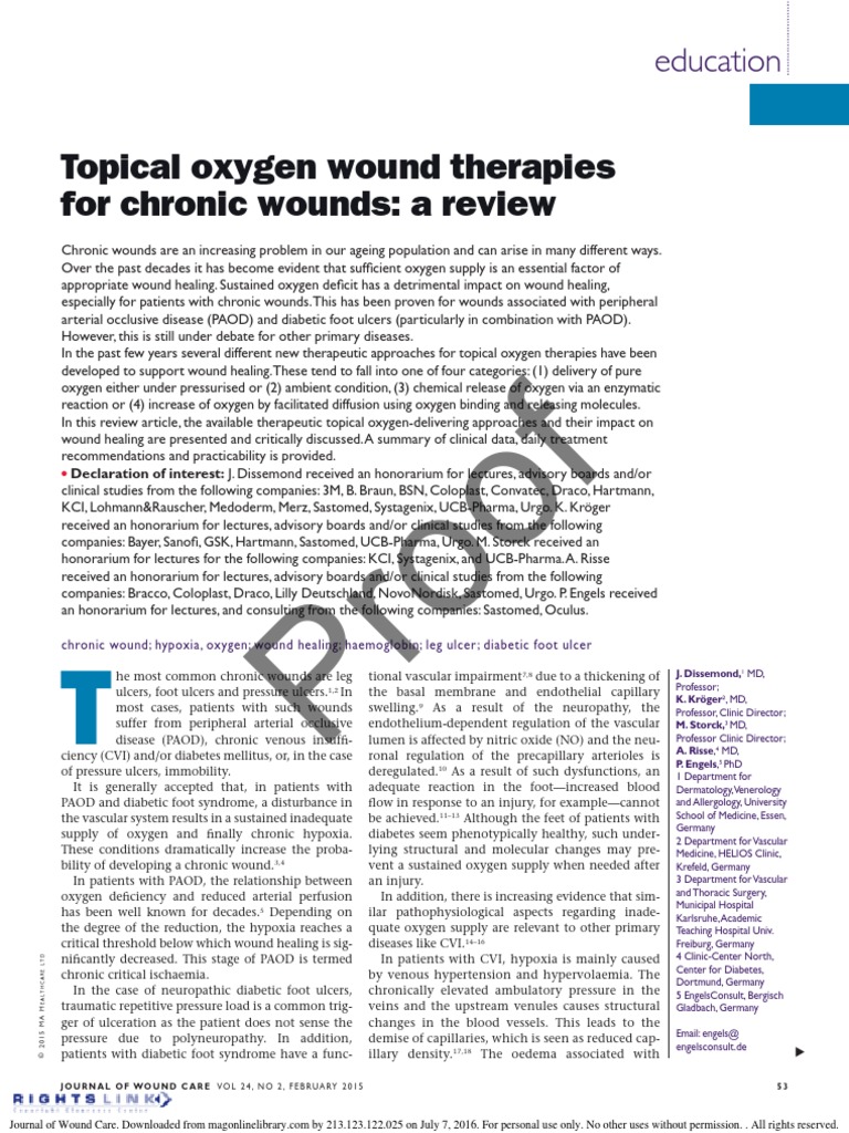 Topical Oxygen Wound Therapy | PDF | Wound | Oxygen
