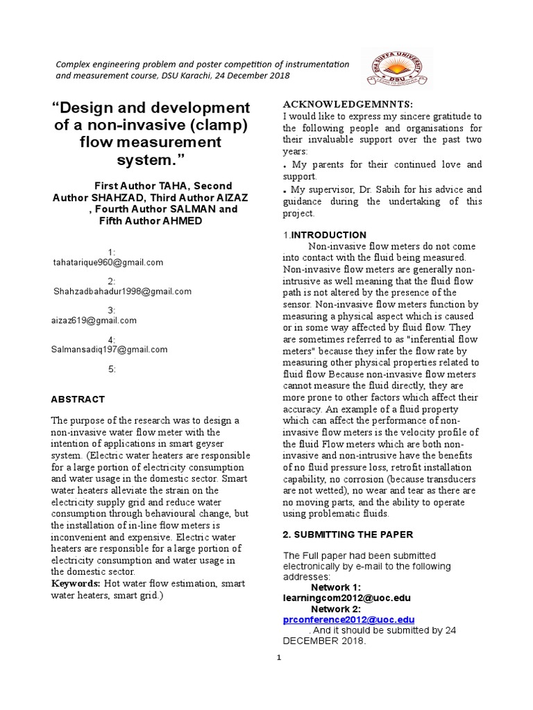 Non-Invasive Flow Measurement System | PDF | Flow Measurement | Water Heating