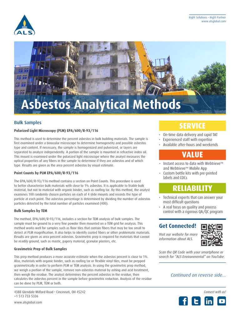 Asbestos Analytical Methods | PDF | Asbestos | Transmission Electron ...