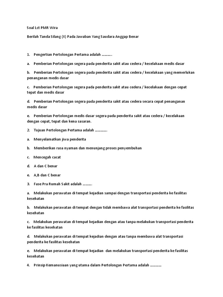 Soal LCT PMR Wira | PDF