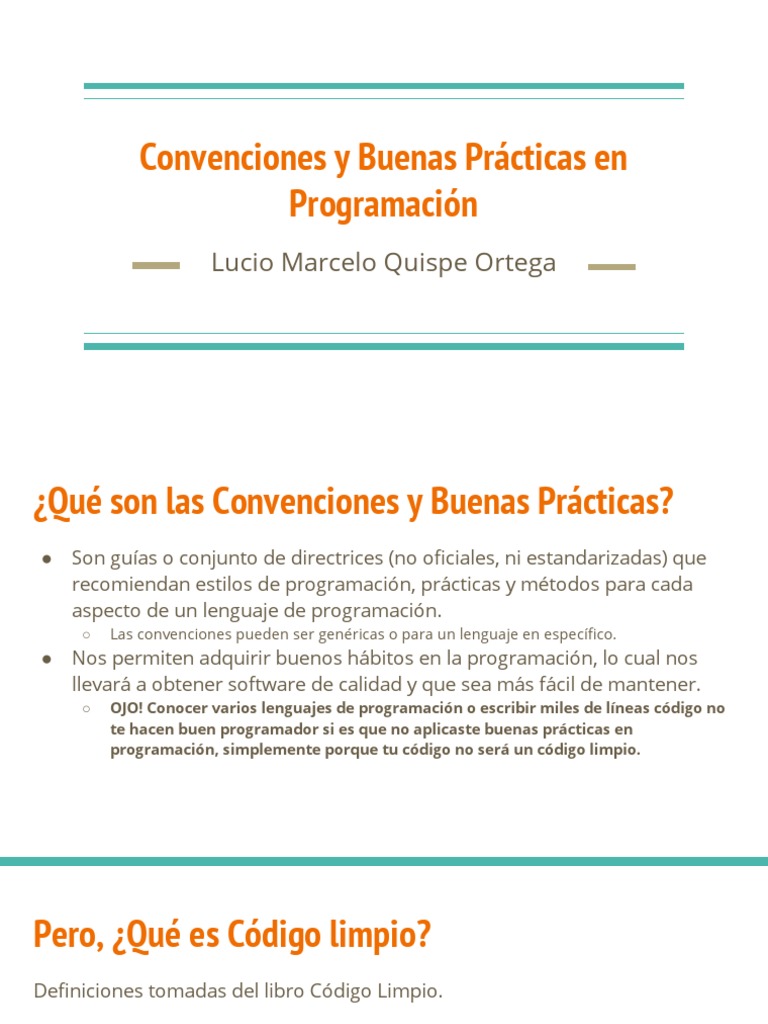 Convenciones y Buenas Prácticas en Programación | PDF | Programación de ...