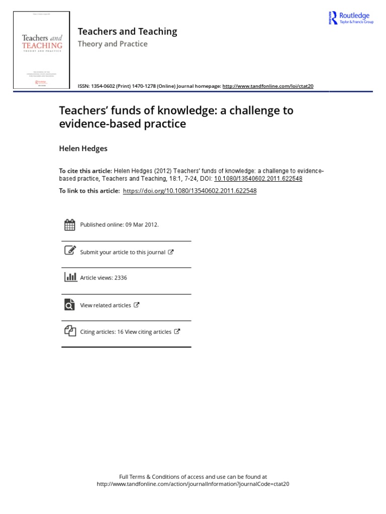 Teachers Funds of Knowledge | PDF | Pedagogy | Teachers
