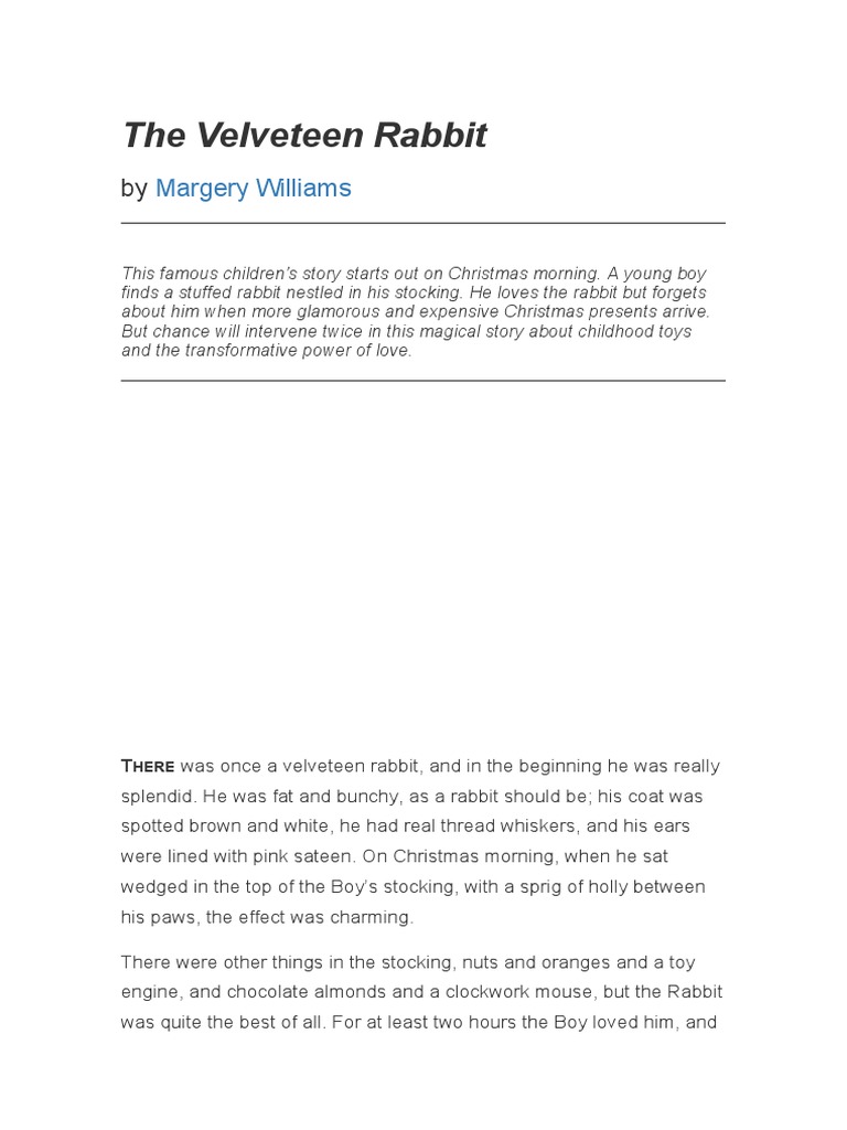 The Velveteen Rabbit | PDF | Rabbit | Nature
