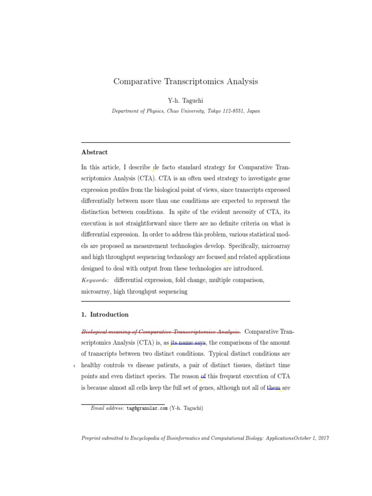 Comparative Transcriptomics Analysis | PDF | Statistical Hypothesis ...