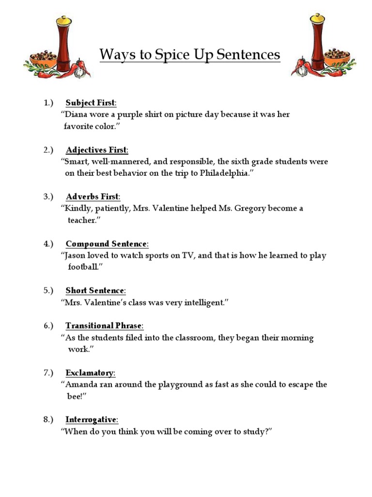 Ways To Spice Up Sentences | PDF