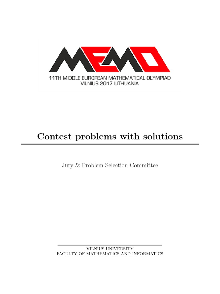 Contest Problems With Solutions: Jury & Problem Selection Committee ...