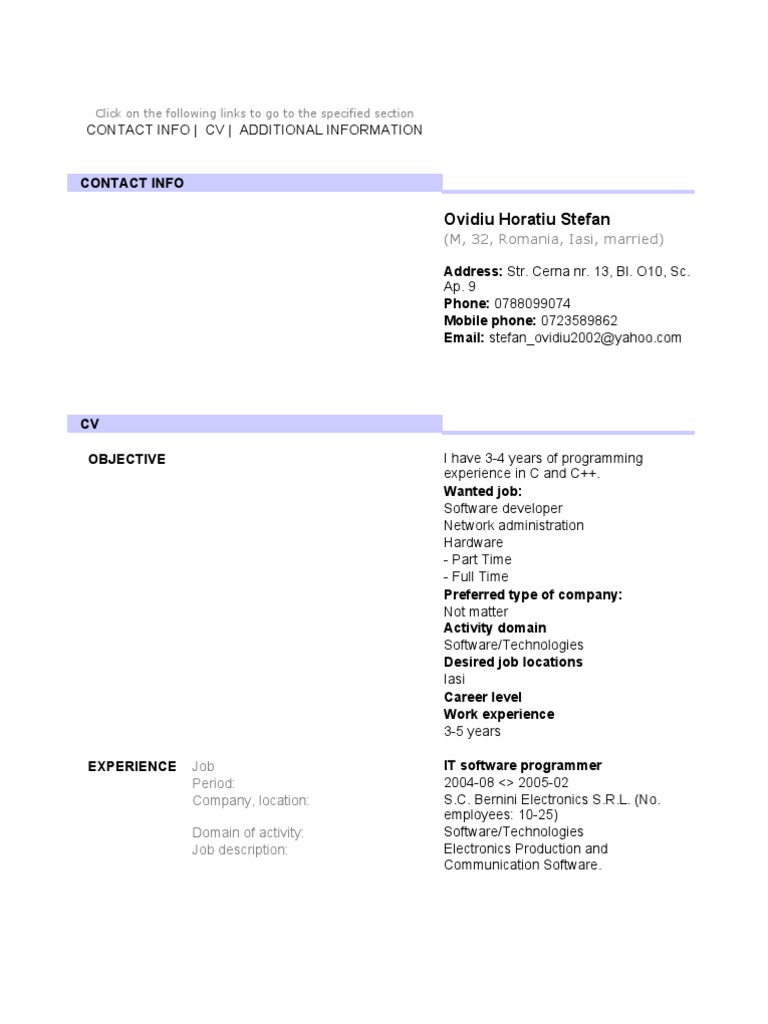 (M, 32, Romania, Iasi, Married) : Ovidiu Horatiu Stefan | PDF | Computer Network | Operating System