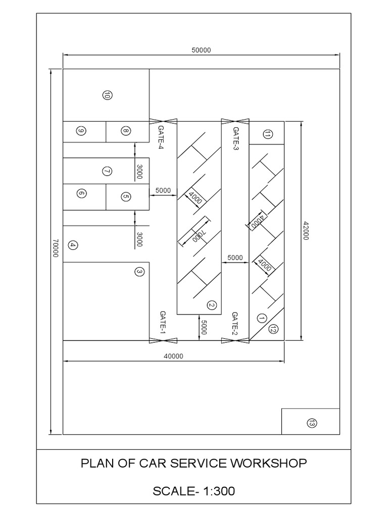Plan of Car Service Workshop SCALE-1:300 | PDF