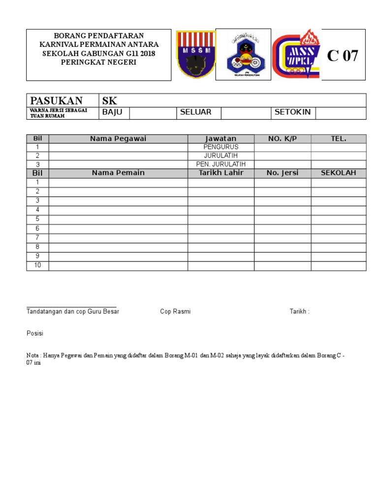 Borang Pendaftaran G11 2018 | PDF