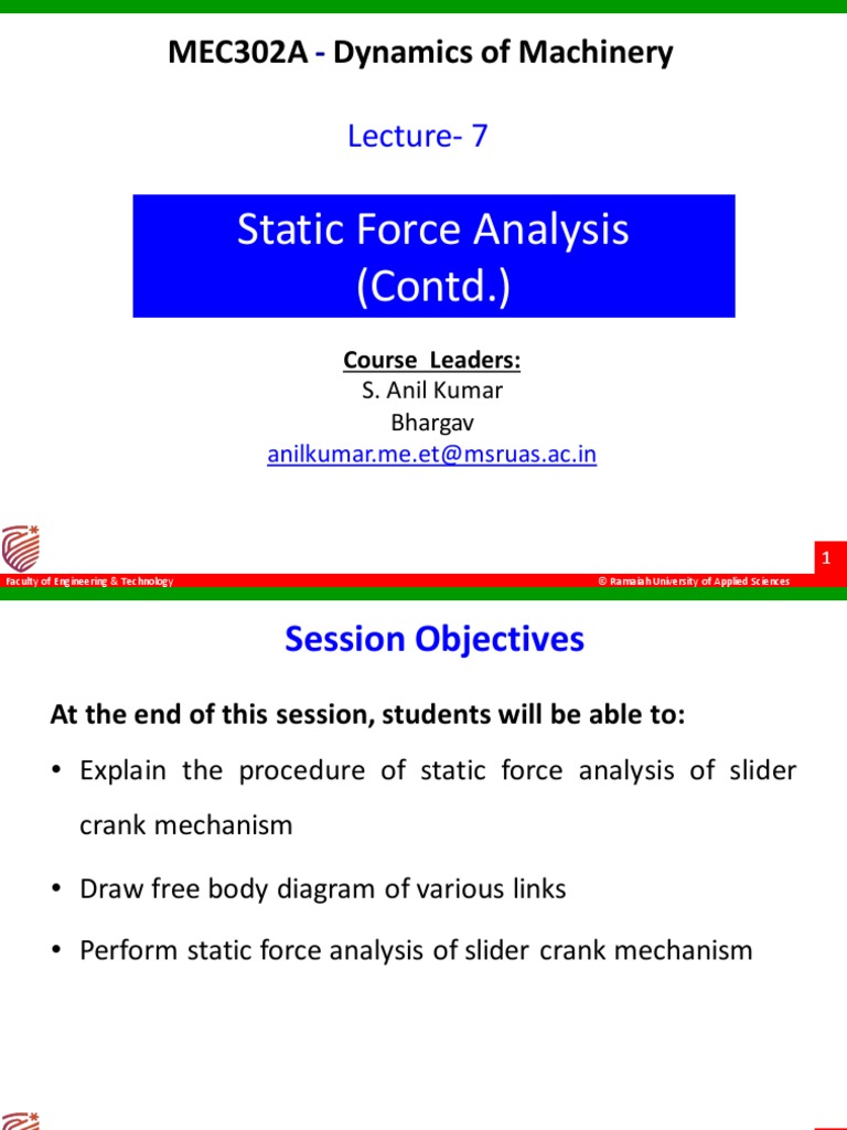 DOM-Slider Crank Mech. | PDF | Force | Classical Mechanics