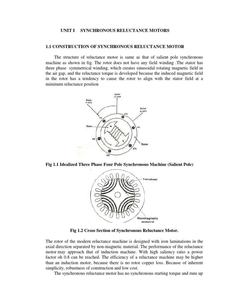 Unit I Synchronous Reluctance Motors | PDF | Magnetic Devices ...