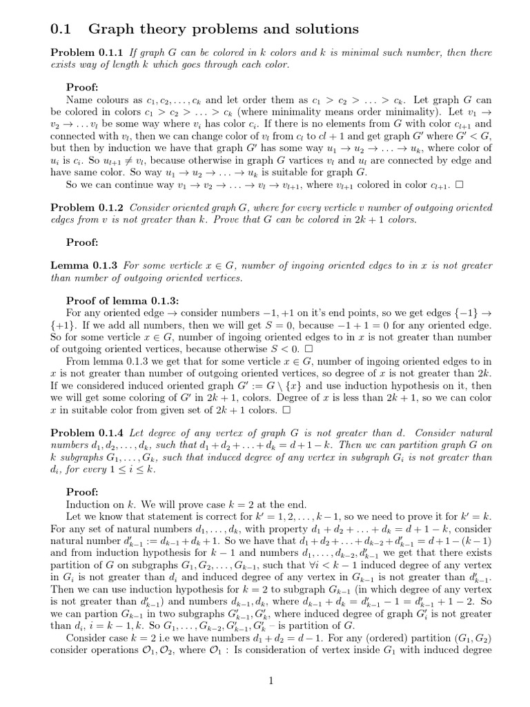 0.1 Graph Theory Problems and Solutions | PDF | Vertex (Graph Theory ...