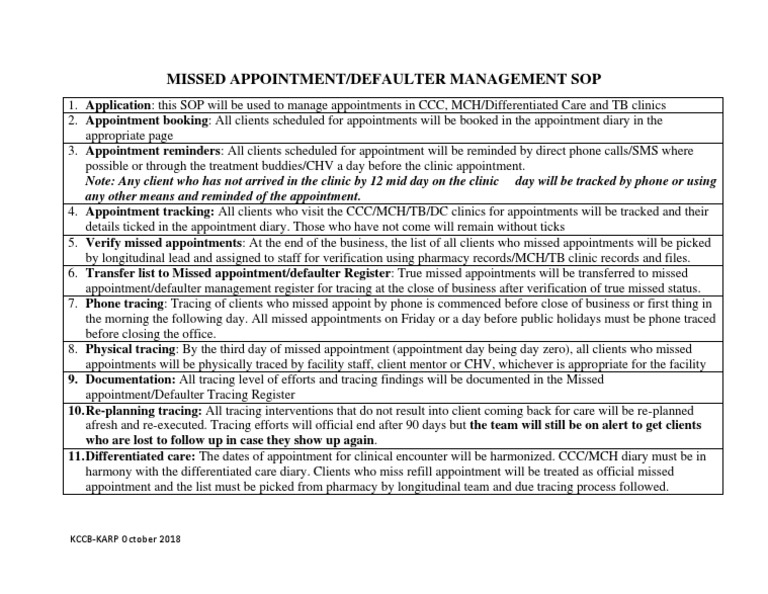 Missed Appointment and Defaulter Management | PDF | Health Care ...