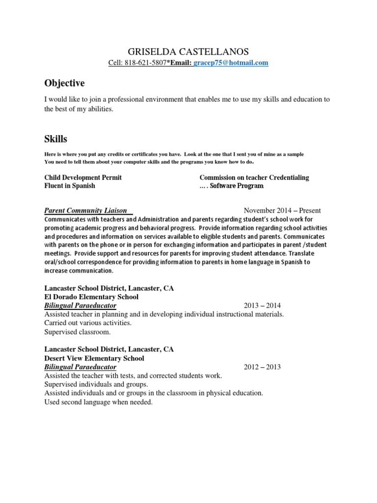 Grace Resume Draft 1 | PDF | Child Care | Relationships