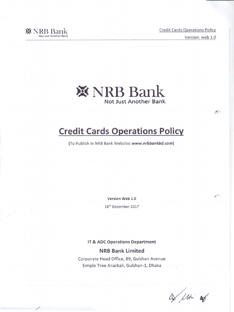 Credit Card Operations Policy | PDF