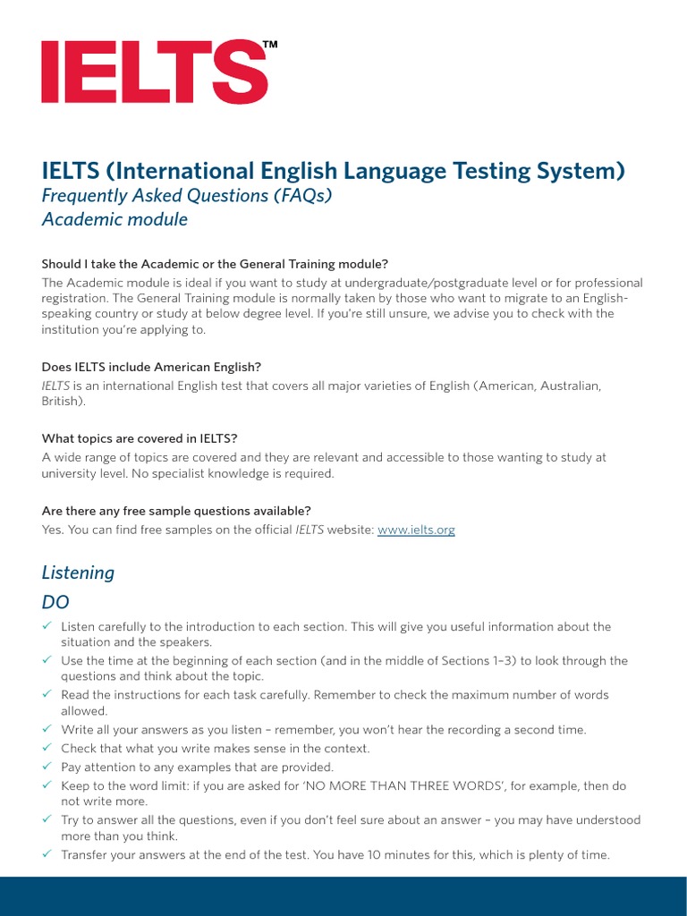 Ielts (International English Language Testing System) : Frequently ...