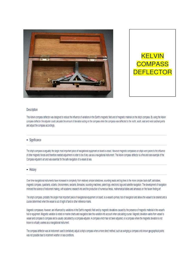 Kelvin Compass Deflector | PDF