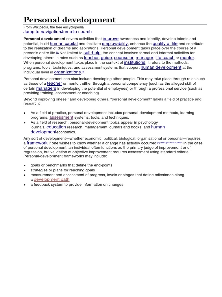 Personal Development: Assessment | PDF | Self-Improvement | Science ...