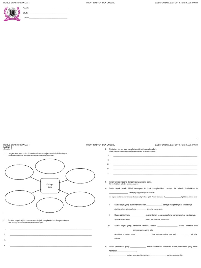 Sains Form 1 Bab 8 | PDF