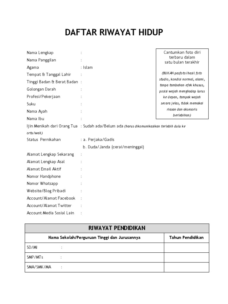 Contoh CV-TAARUF | PDF