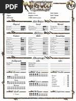 Werewolf Character Sheet Template | PDF | Leisure | Sports