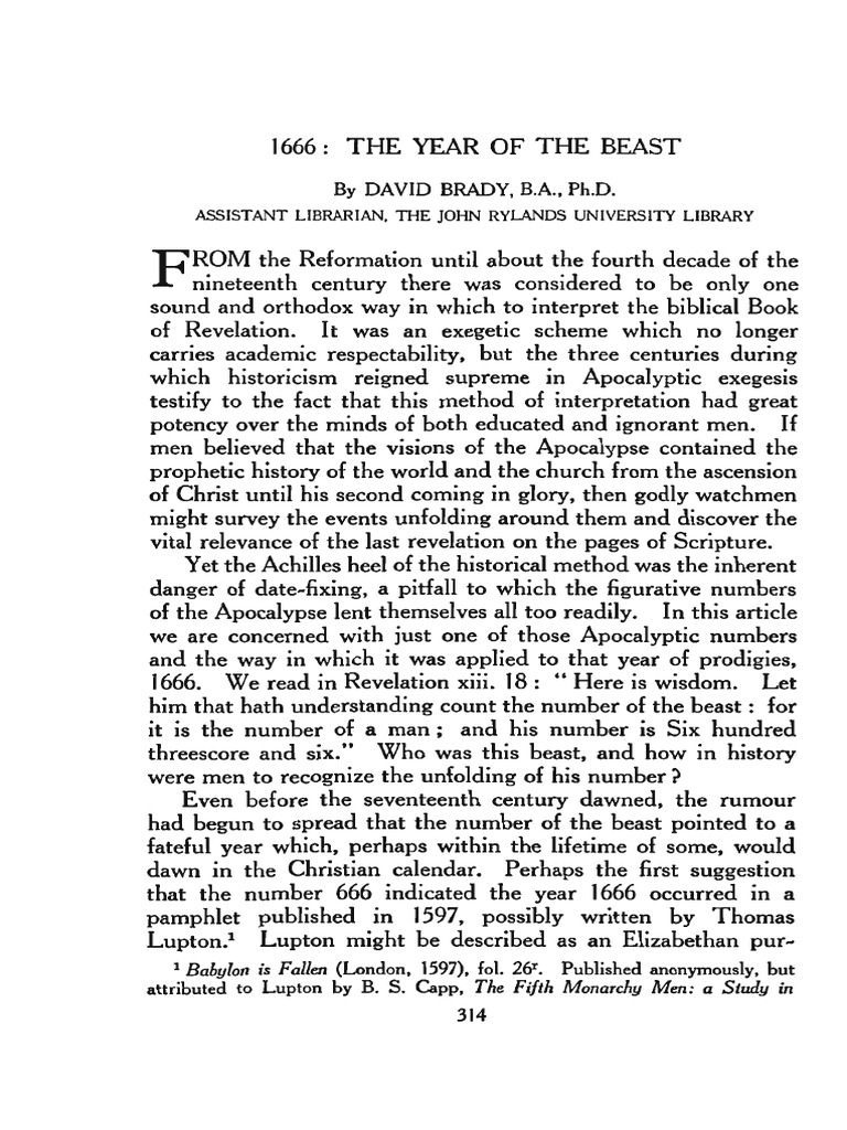 The Year of the Beast: 1666 in Prophecy | PDF | Book Of Revelation ...