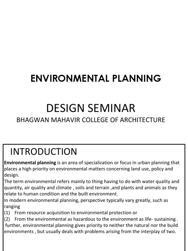Environmental Planning in Urban Design | PDF | Natural Environment ...
