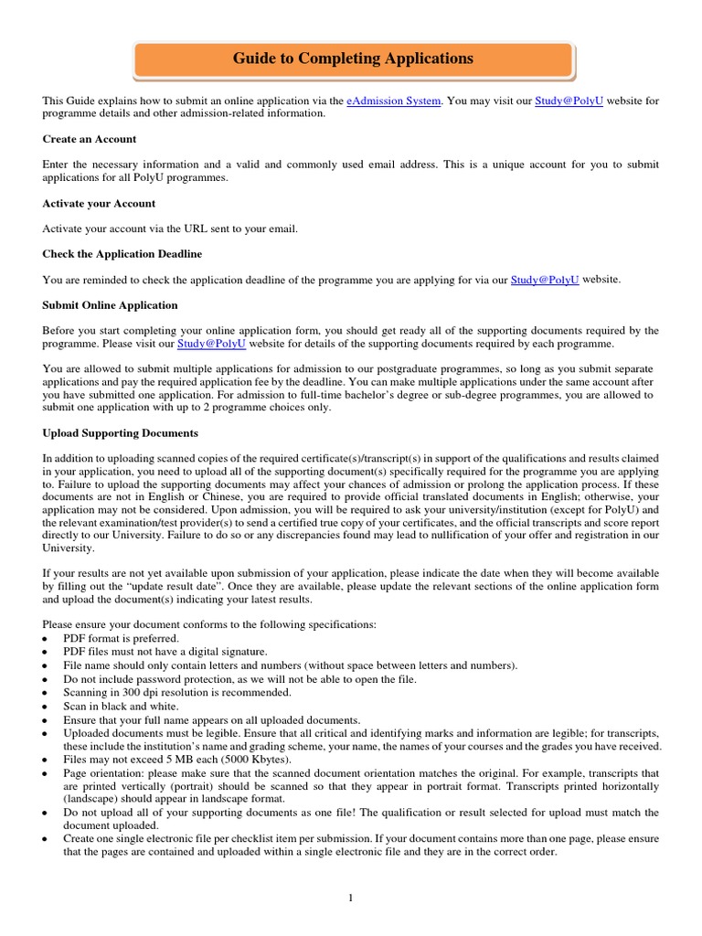 Guide To Completing Applications | PDF | University And College Admission | Computing