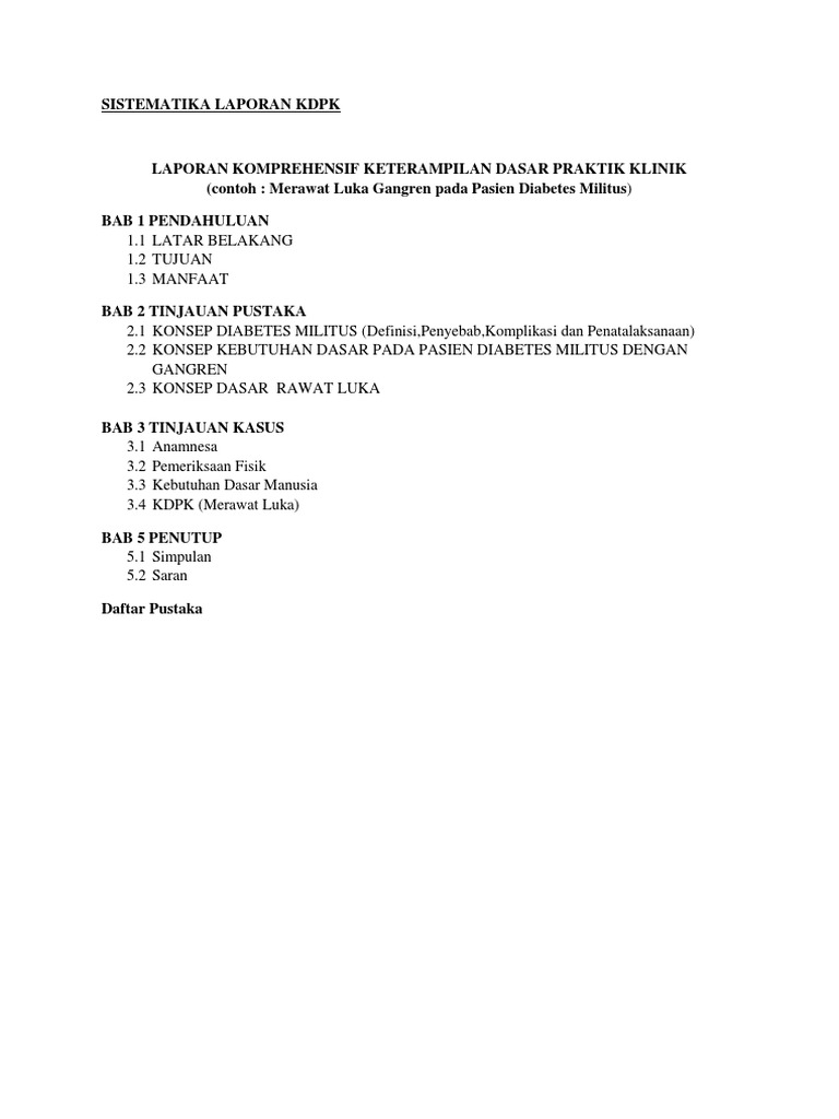 Sistematika Laporan KDPK | PDF