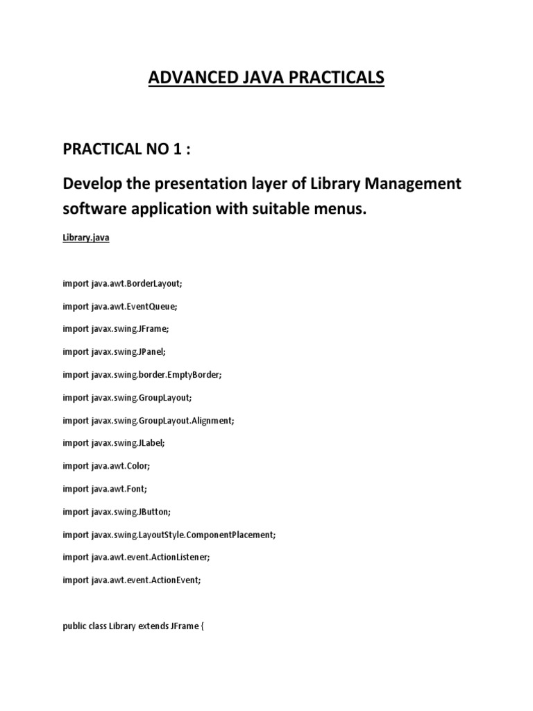 ADVANCED JAVA PRACTICALS Final | PDF | Data Management Software | Databases