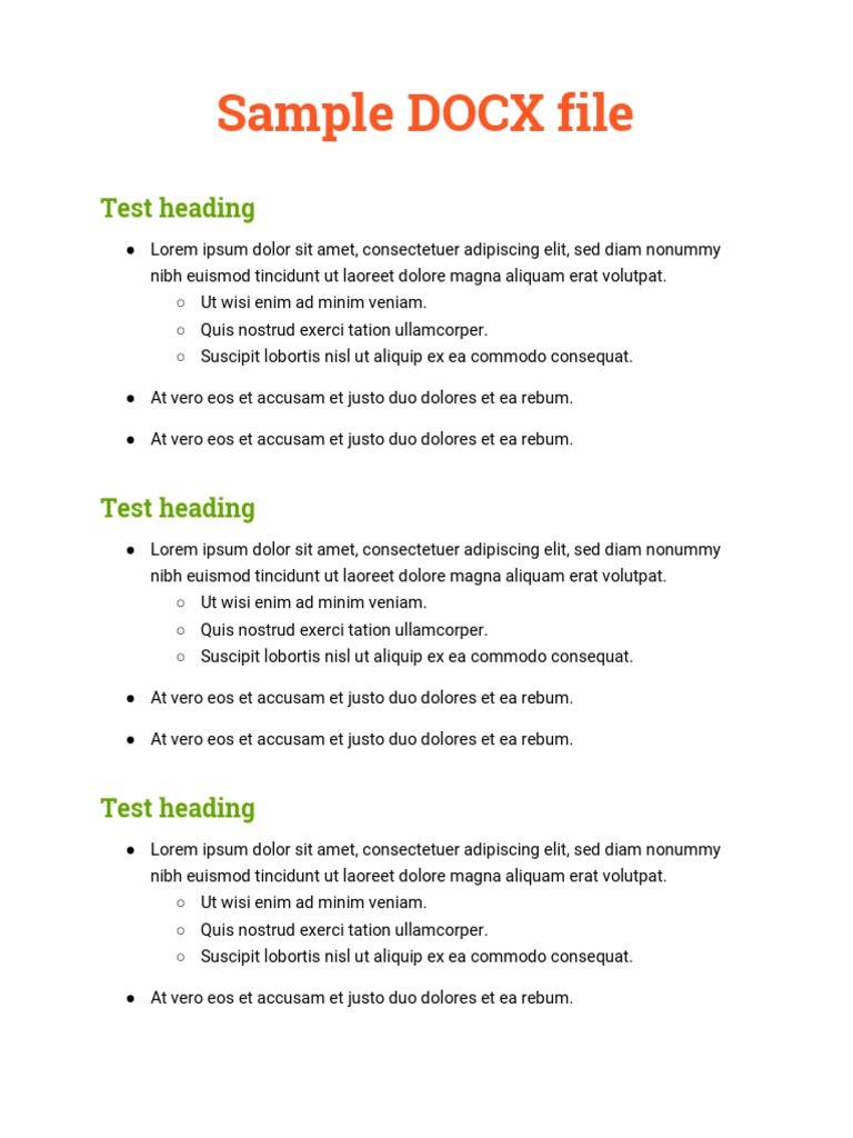 Sample DOCX File: Test Heading | PDF
