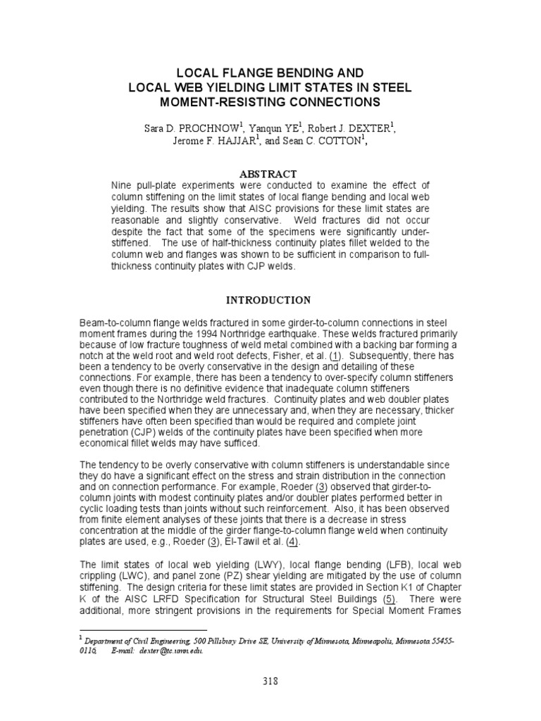 Local Flange Bending and Local Web Yielding Limit States in Steel ...