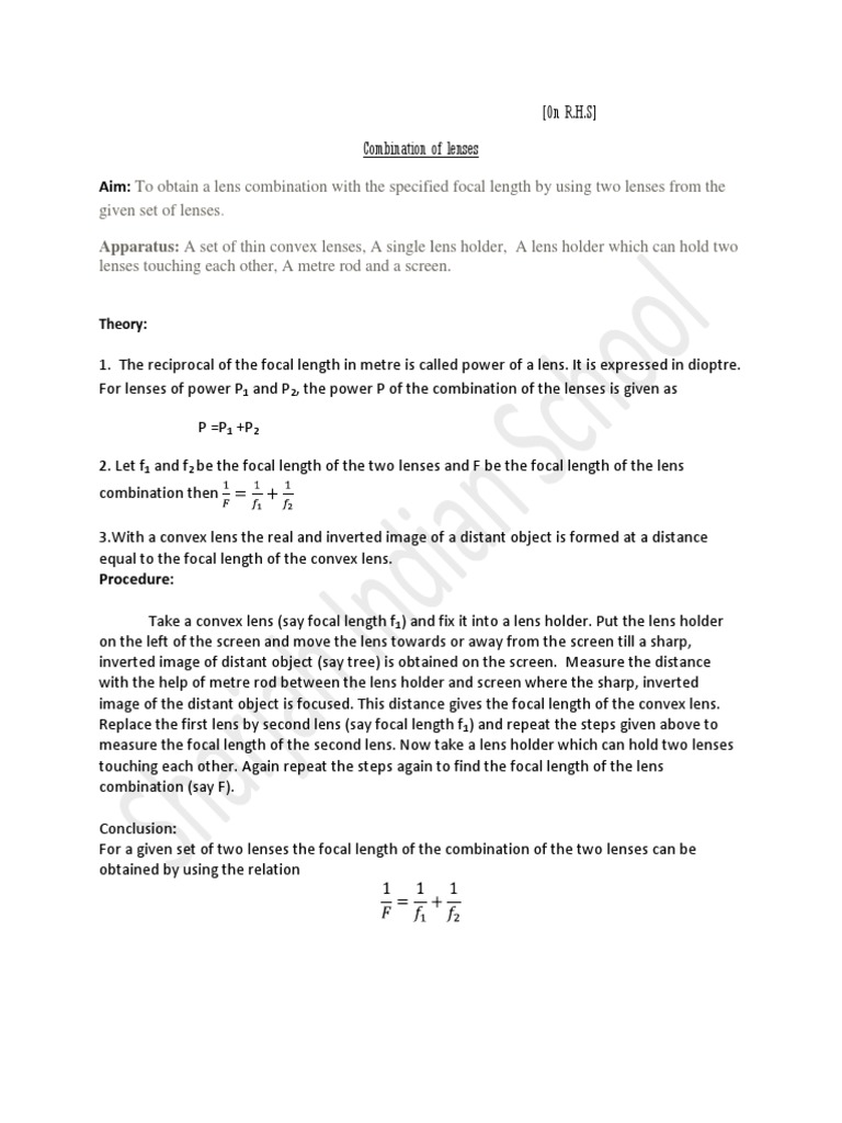 Activity 3 - Lens Combination | PDF