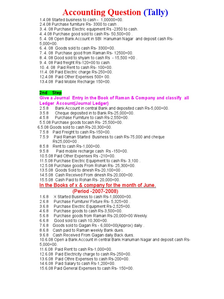 Tally-Question.doc | Debits And Credits | Expense