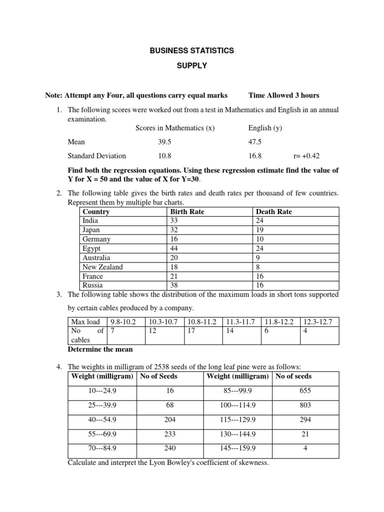 Business Statistics | PDF | Mean | Statistics