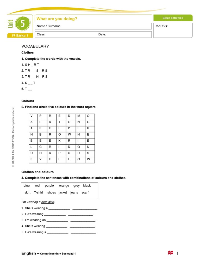 Basic Activities Unit 5 Pdf 2018 Pdf Human Communication