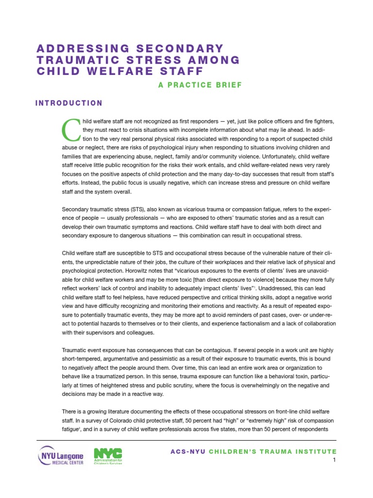 Addressing Secondary Traumatic Stress | PDF | Psychological Trauma ...