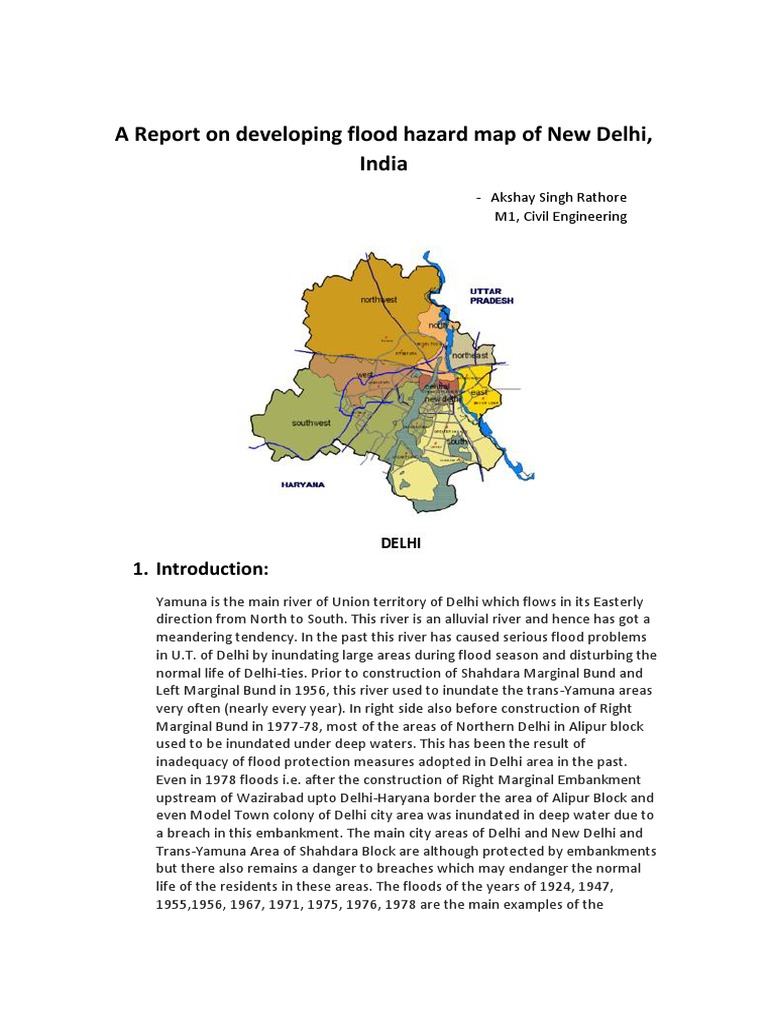 Flood Hazard Map Report New Delhi 3186927 | PDF | Drainage Basin | Flood