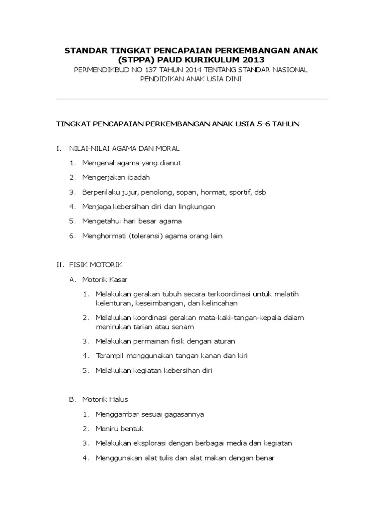 10 Stppa Usia 5-6 Tahun Paud | PDF
