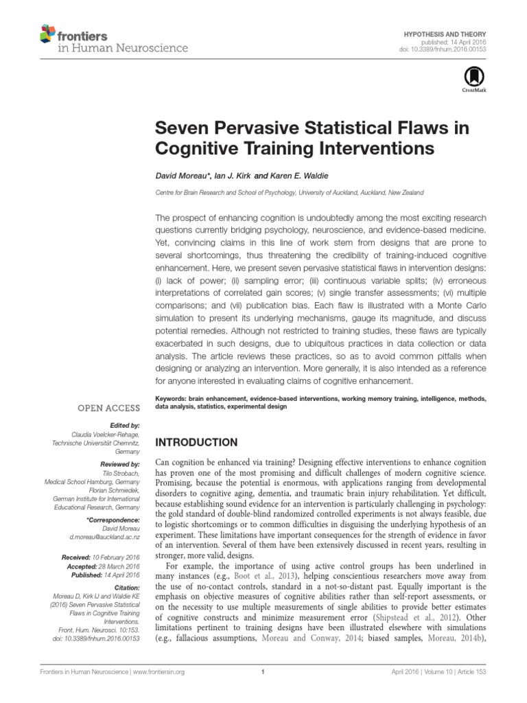Seven Pervasive Statistical Flaws in Cognitive Training Interventions ...
