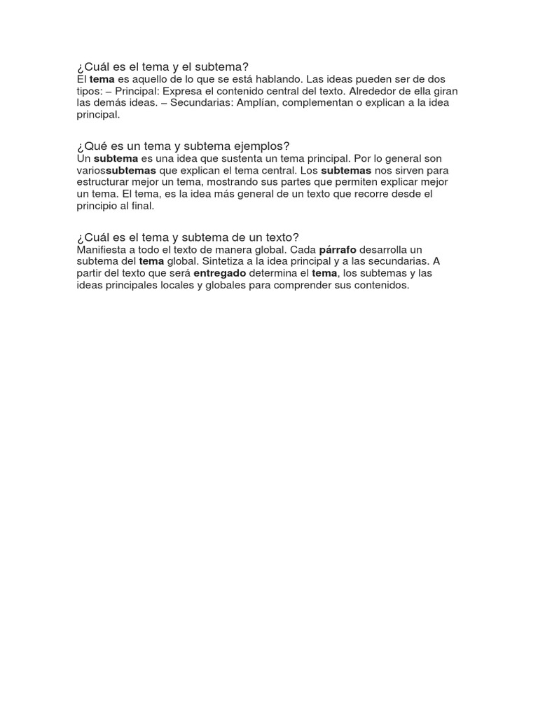 Determinando el tema y subtemas de un texto: una guía para identificar ...