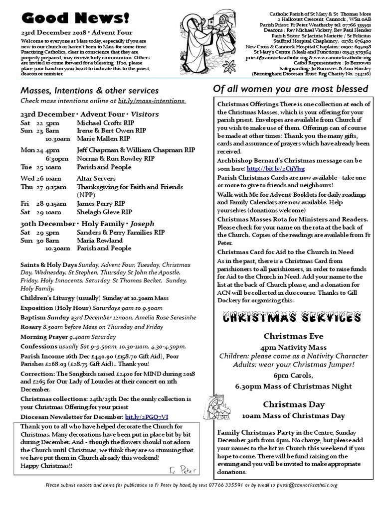 Cannock Catholic Parish Christmas Services | PDF | Mass (Liturgy) | Advent