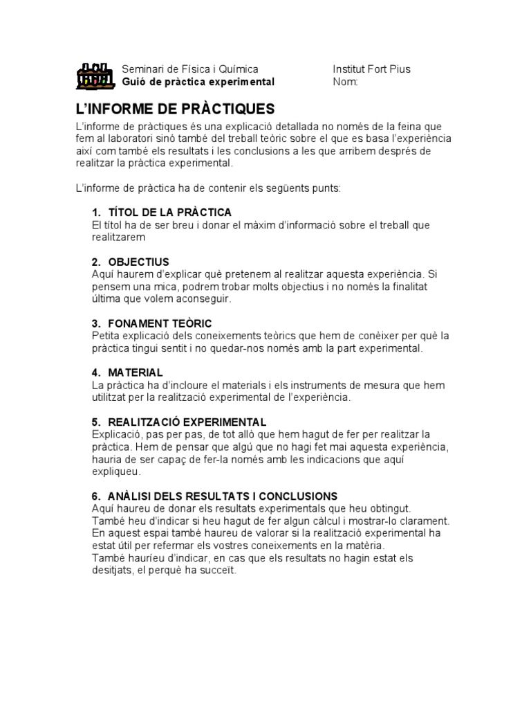 Com Elaborar Informe Pràctiques | PDF