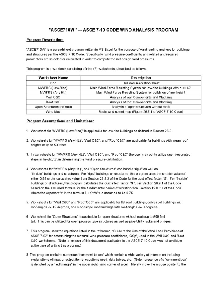 Asce710w - Code Wind Analysis Program | PDF